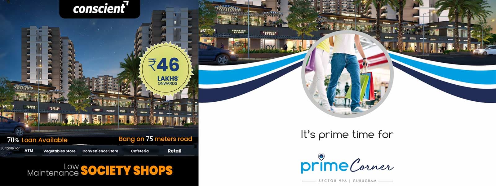 Conscient Prime Corner Society Shops Sector 99A Gurgaon, Dwarka Expressway